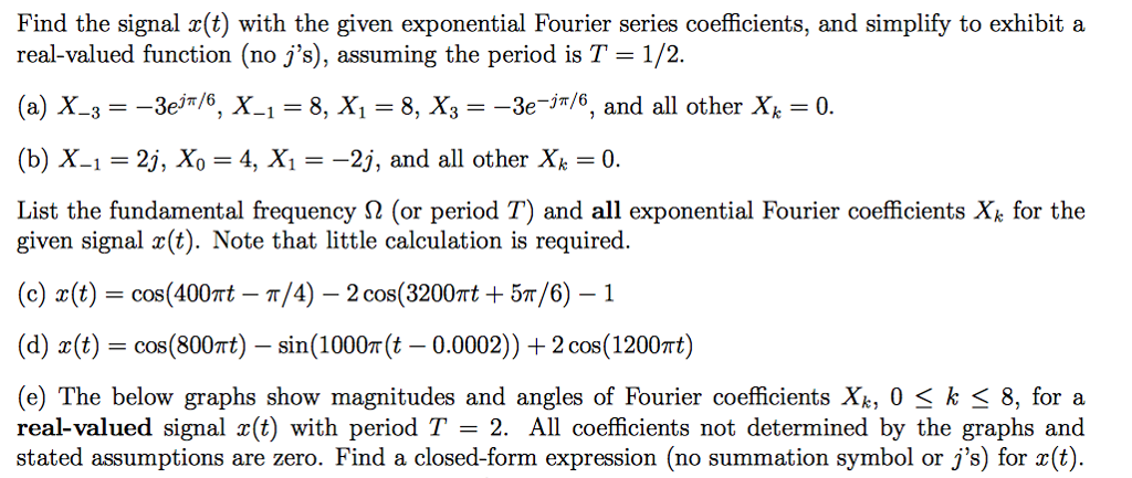 Solved Find the signal x(t) with the given exponential | Chegg.com