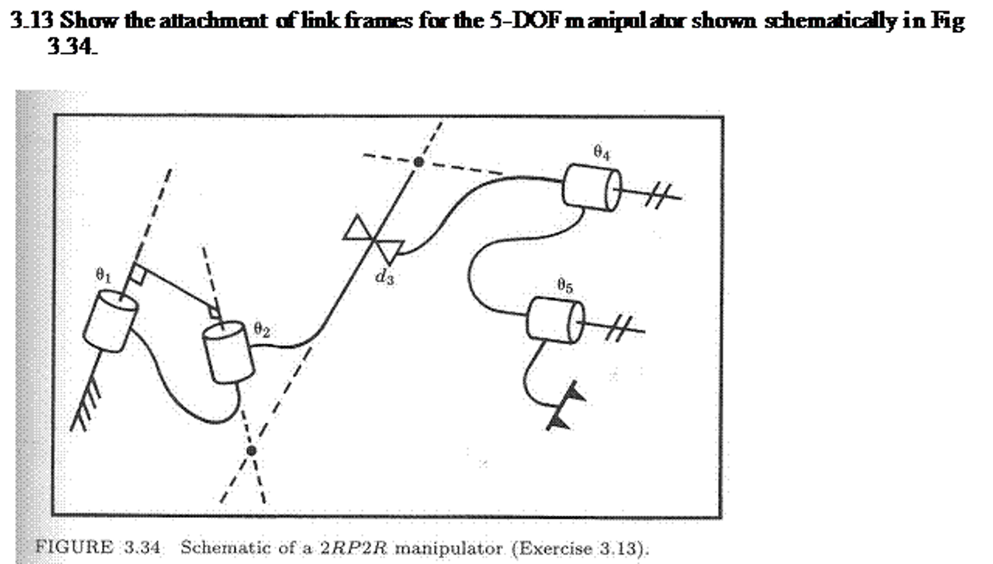 Show the attachment of link frames for the 5-DOF m | Chegg.com