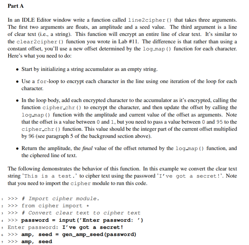 Part A In an IDLE Editor window write a function | Chegg.com