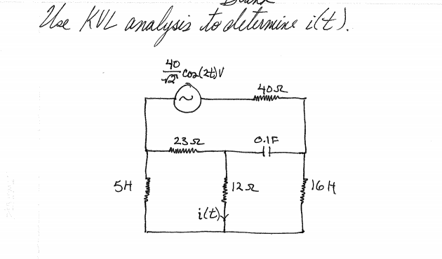 Solved Use KVL analysis to determine i(t). | Chegg.com
