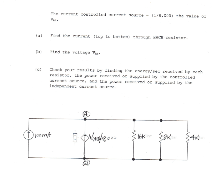 Solved The current controlled current source = (1/8,000) the | Chegg.com