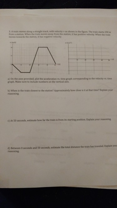 3. A train moves along a straight track, with | Chegg.com