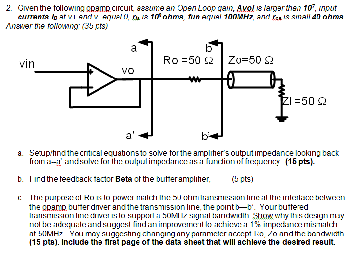 Solved Given the following opamp circuit, assume an Open | Chegg.com