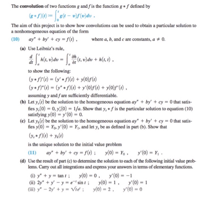 Solved The convolution of two functions g and f is the | Chegg.com