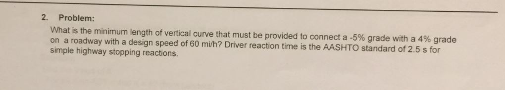 Solved What is the minimum length of vertical curve that | Chegg.com