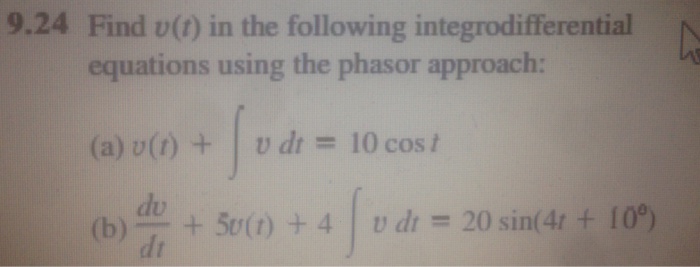 Solved Find v(t) in the following integrodifferential | Chegg.com
