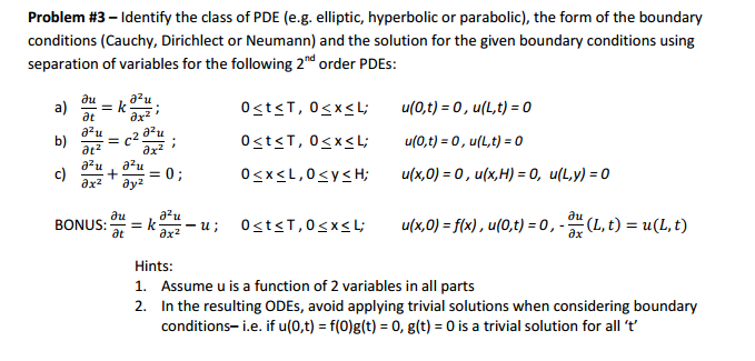 Solved Identify the class of PDE (e.g. elliptic, hyperbolic | Chegg.com