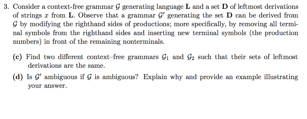 Solved 3. Consider a context-free grammar G generating | Chegg.com