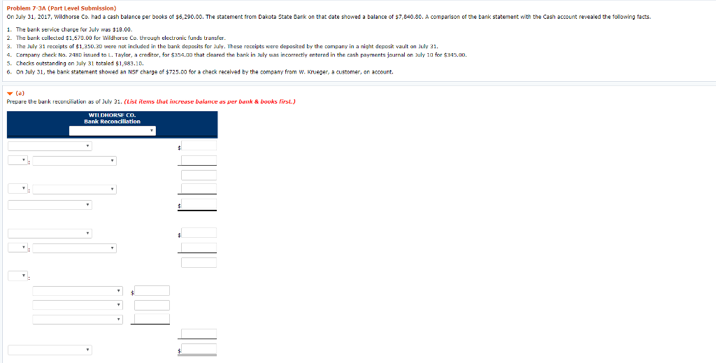 Solved Problem 7-3A (Part Level Submission) On July 31, | Chegg.com