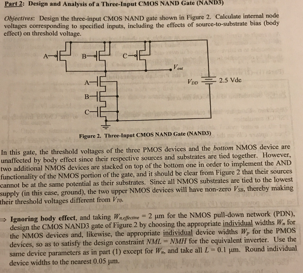 Part 2: Design and Analysis of a Three-Input CMOS | Chegg.com
