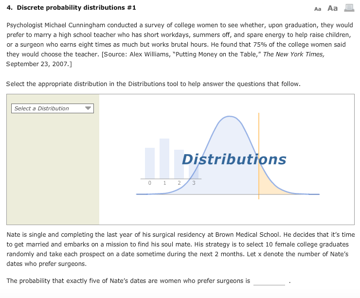 Solved 4. Discrete probability distributions #1 Aa Aa | Chegg.com