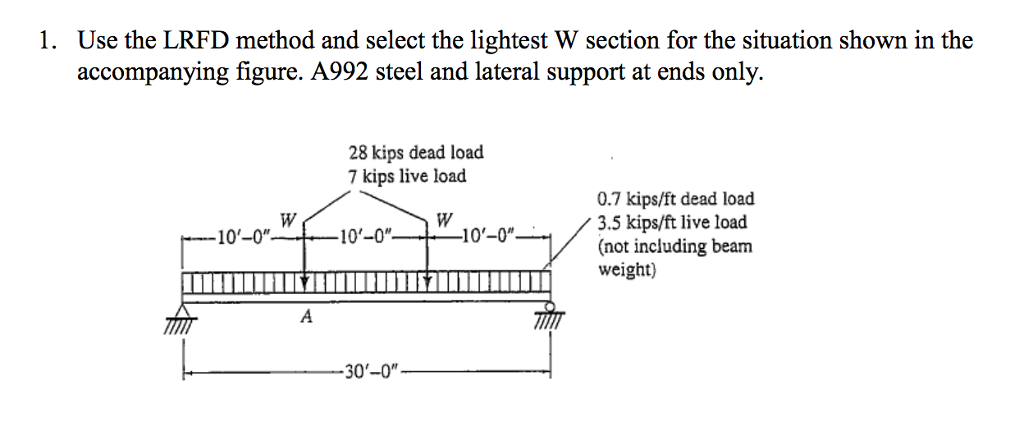 Solved Use the LRFD method and select the lightest W section | Chegg.com