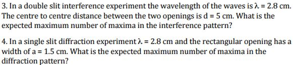 Solved In a double slit interference experiment the | Chegg.com