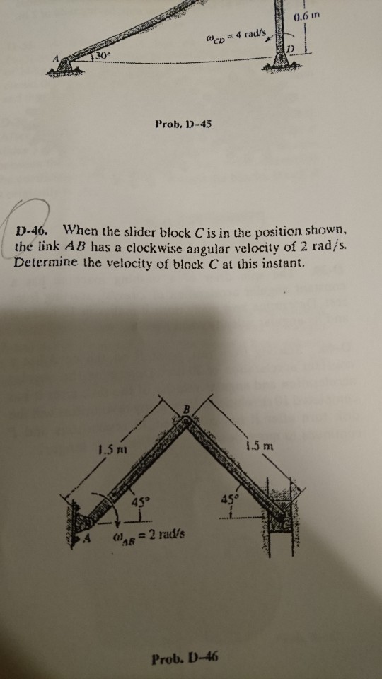 Solved When the slider block C is in the position shown, the | Chegg.com