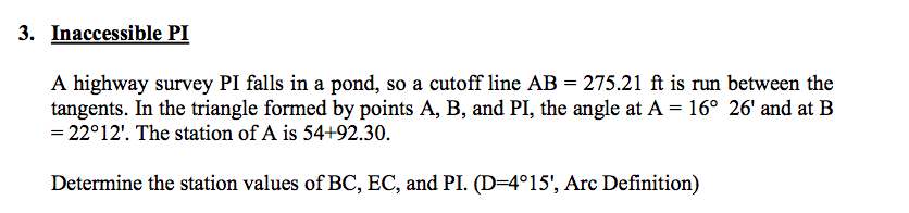 Solved 3. Inaccessible PI A highway survey PI falls in a | Chegg.com