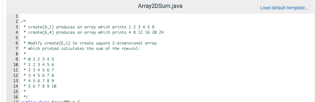 Solved Array2DSum.java Load default template... 3 | Chegg.com