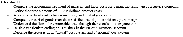 Solved Managerial Accounting - Overhead, inventory, GAAP, | Chegg.com