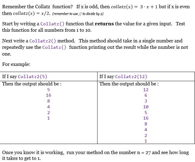 Solved 3 . x + 1 but if x is even Remember the Collatz | Chegg.com