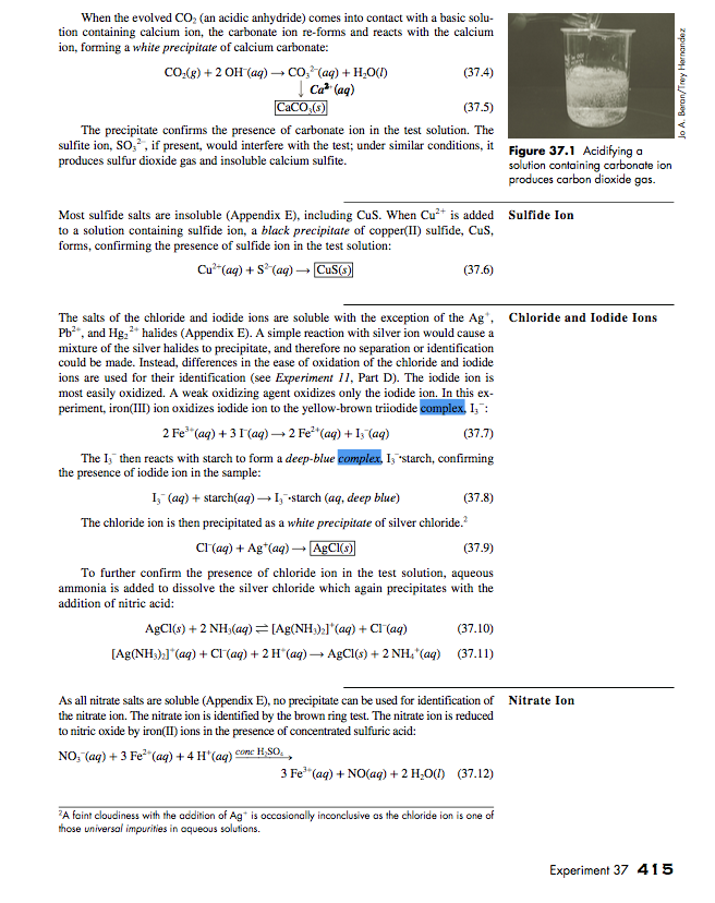 Solved Three anions in this experiment are identified by the | Chegg.com