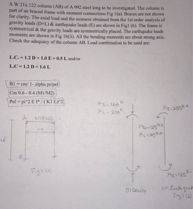 Solved A W 21 Times 122 Column AB Of A 992 Steel Long To Chegg