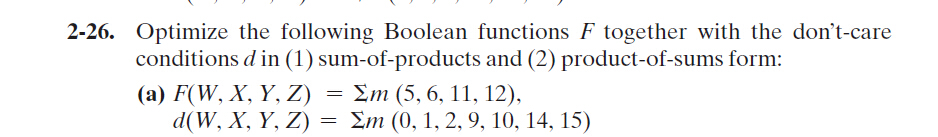Solved Optimize the following Boolean functions F together | Chegg.com