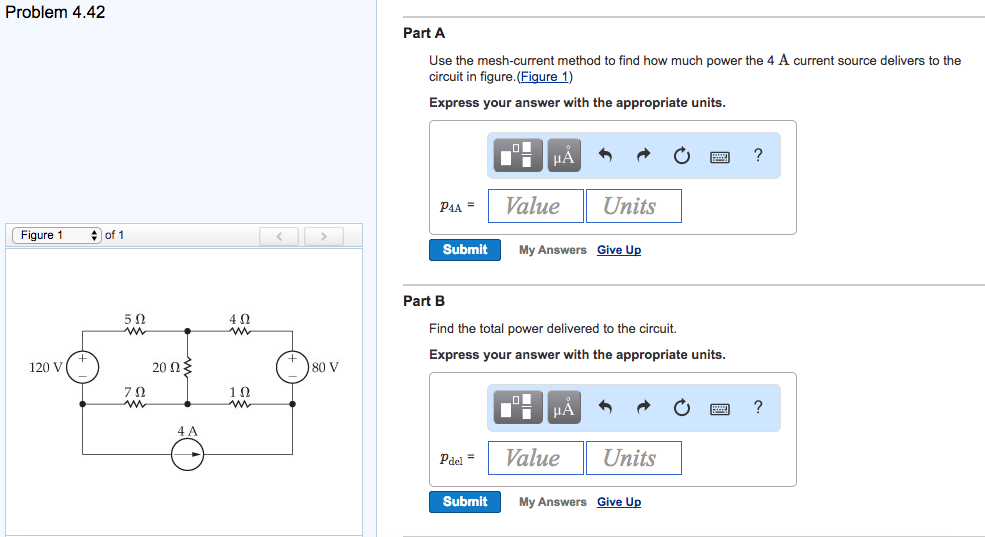 Solved Problem 4.42 Figure 1 of 1 5 120 V 7 20 4 A 4 1 80 V | Chegg.com