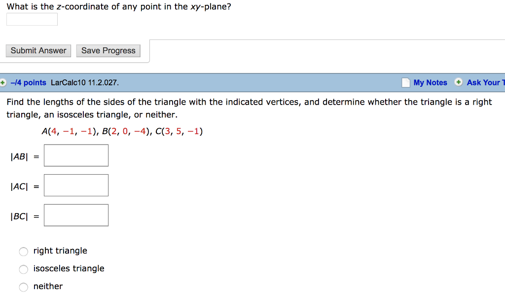Solved What is the z-coordinate of any point in the | Chegg.com