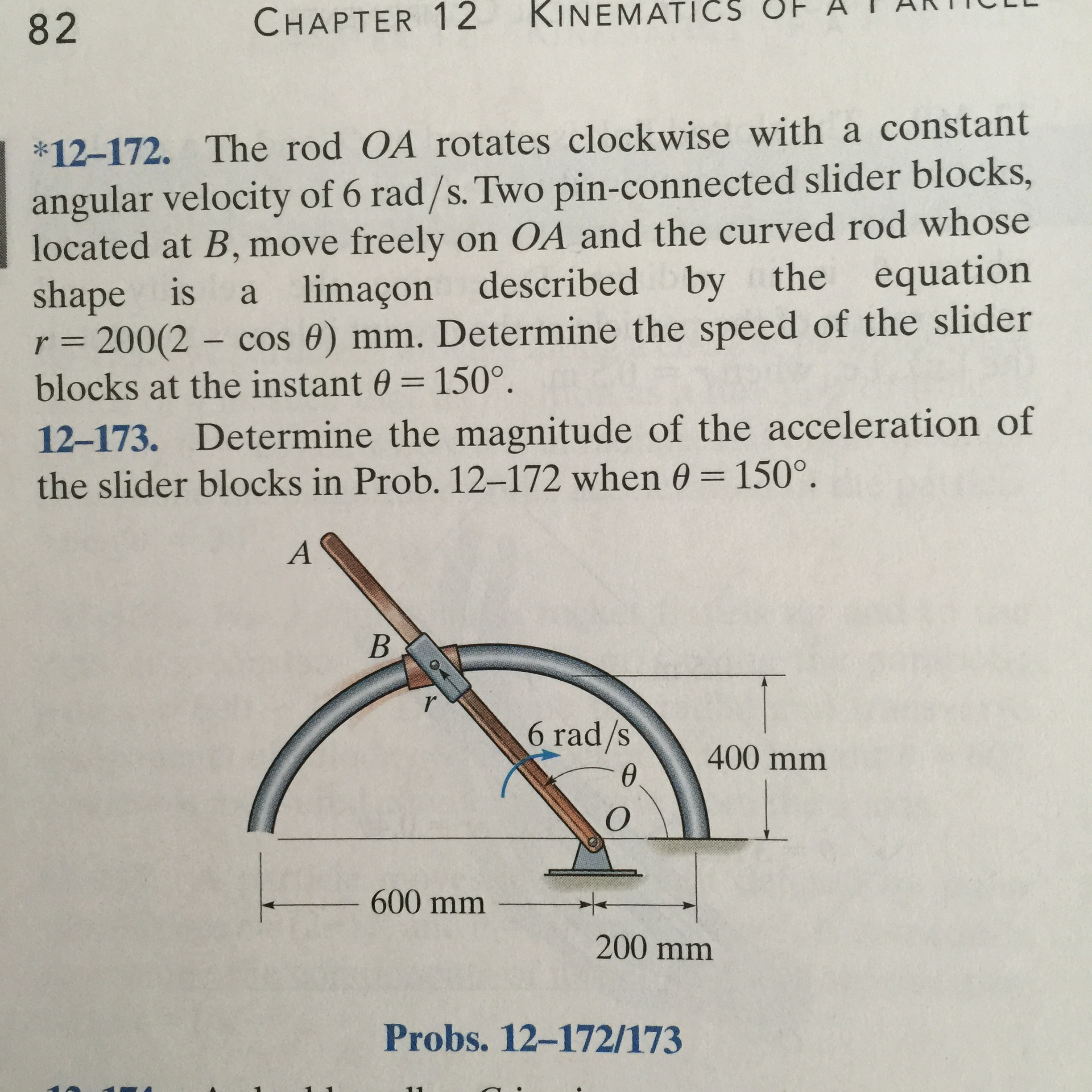 Solved The Rod Oa Rotates Clockwise With A Constant Angular 