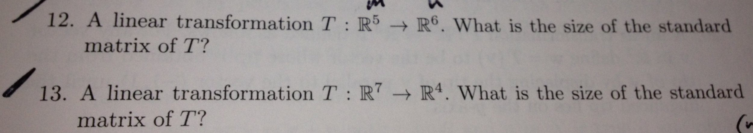 Solved A linear transformation T : R5 rightarrow R6. What is | Chegg.com