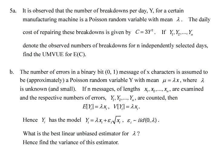 Solved It is observed that the number of breakdowns per day, | Chegg.com