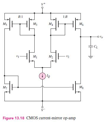 Solved 13.45 The bias current in the CMOS current-gain | Chegg.com