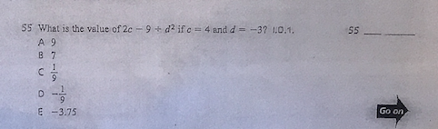 Solved What is the value of 2c - 9 + d^2 if c = 4 and d = | Chegg.com