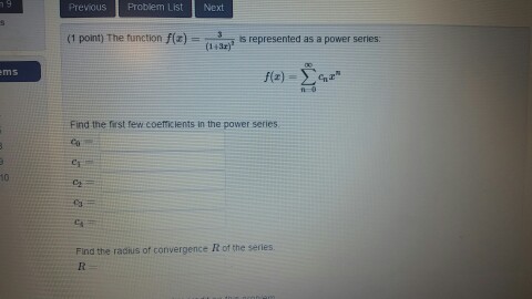 Solved Previous Problem ListNext (1 pont) The function ) (1 | Chegg.com