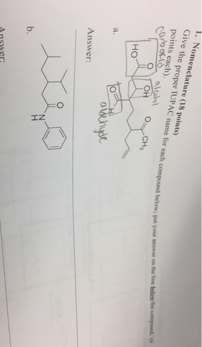 Solved Give the proper IUPAC name for each compound below; | Chegg.com