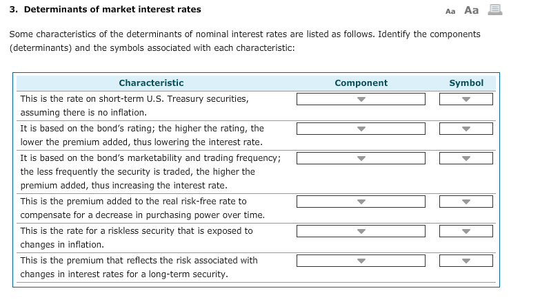 Solved 3. Determinants of market interest rates Some | Chegg.com Solved 3. Determinants of market interest rates Some | Chegg.com