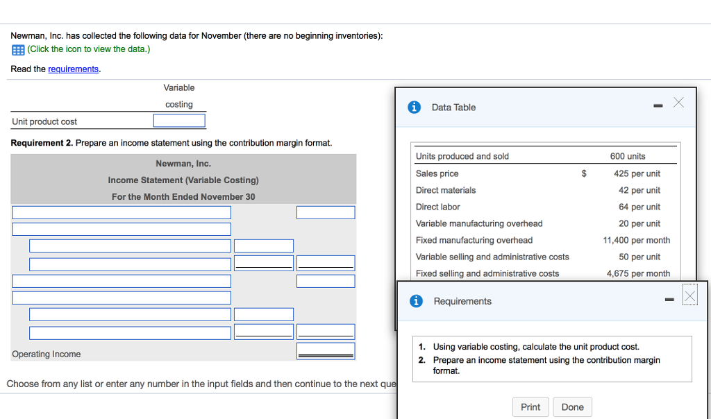 Solved Newman, Inc. has collected the following data for | Chegg.com