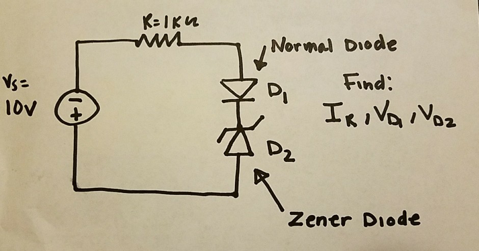 Solved Normal Diode Find: Vs- 2 Zener Diode | Chegg.com