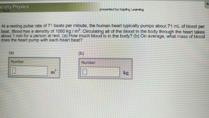 Solved At a resting pulse rate of 71 beats per minute, the | Chegg.com