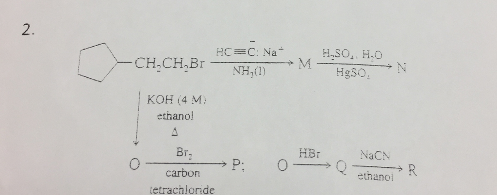 Solved HCCNa CHCH ,Br NH,(1) HSo., H,0 Hgs SO , KOH (4 M) | Chegg.com