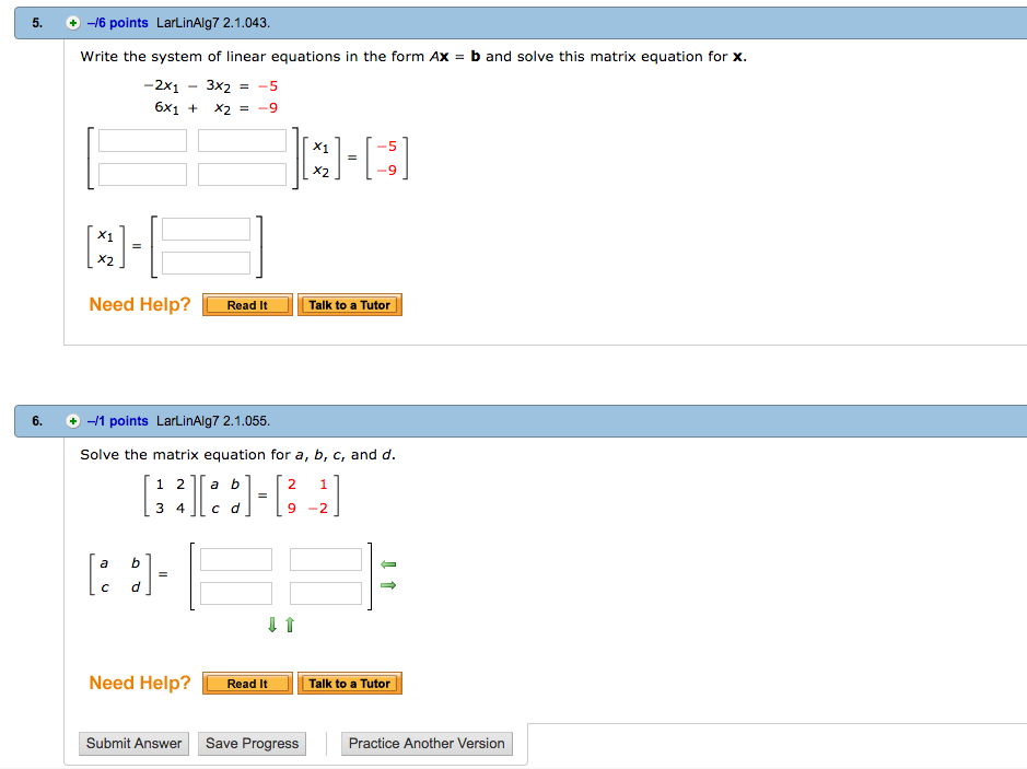 Solved Write the system of linear equations in the form Ax = | Chegg.com