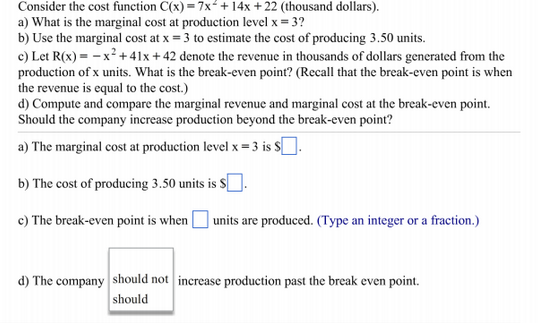 Solved Consider the cost function C(x)= 7x^2 +14x +22 | Chegg.com