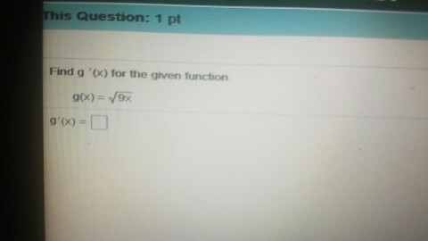 Solved Find g'(x) for the given function g(x) = Squareroot | Chegg.com