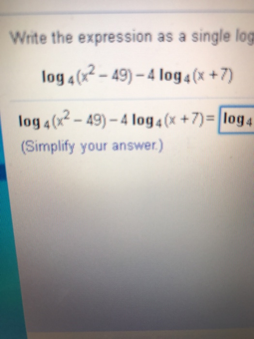 Solved Write the expression as a single logarithm. See photo | Chegg.com