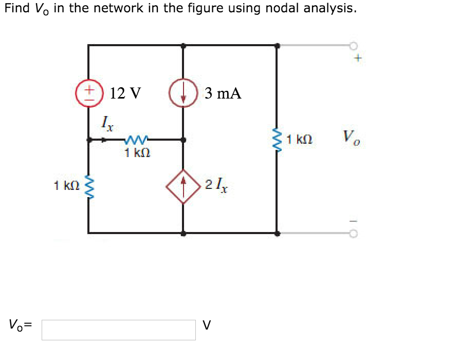 Solved Find Vo in the network in the figure using nodal | Chegg.com