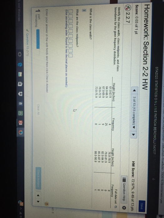 Solved And find the class boundaries | Chegg.com