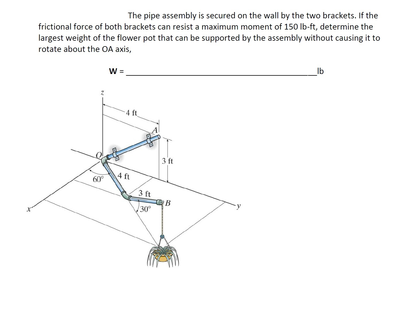Solved The pipe assembly is secured on the wall by the two | Chegg.com