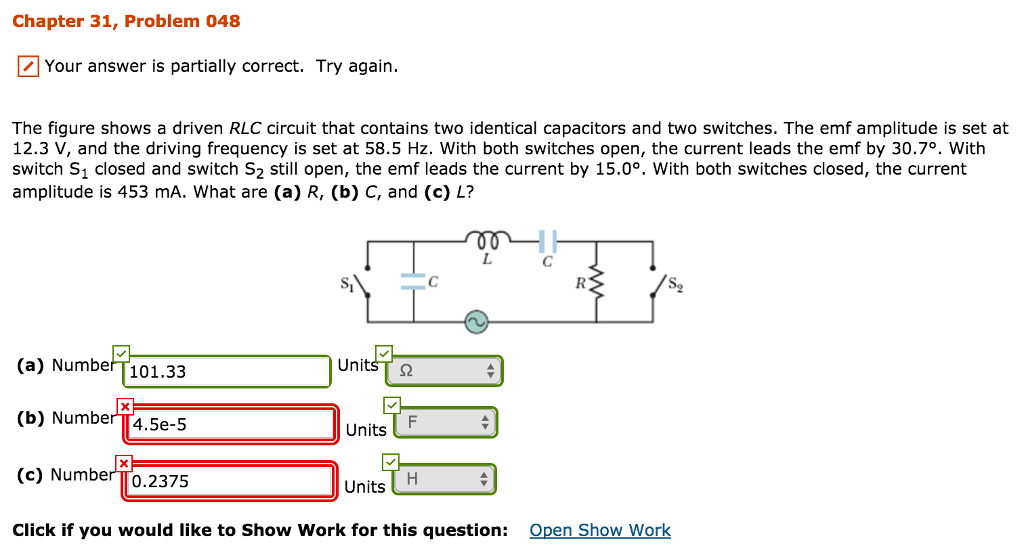 Solved The figure shows a driven RLC circuit that contains | Chegg.com