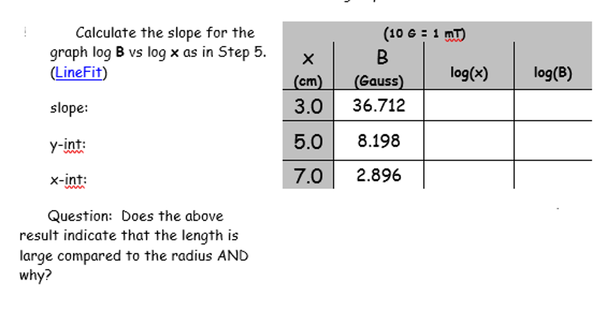 Solved Calculate the slope for the graph log B vs log x as | Chegg.com
