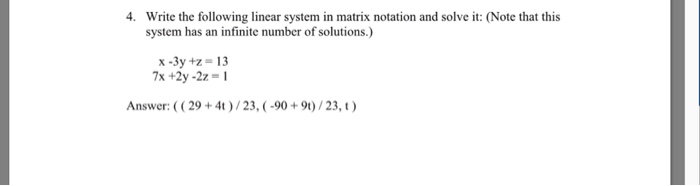 Solved . Write the following linear system in matrix | Chegg.com
