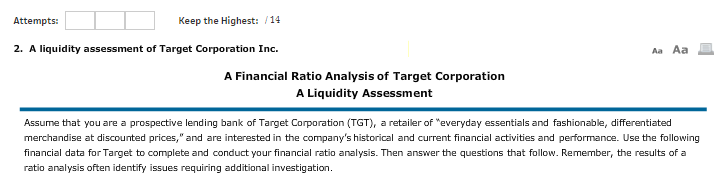 Target Corporation Selected Income Statement, Balance | Chegg.com